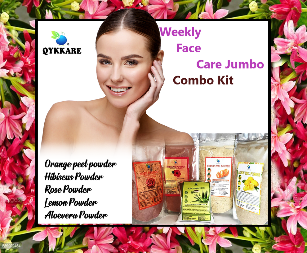QYKKARE Jumbo Pack of Hibiscus,Orange,Lemon, Rose and Aloe Vera Powder ...